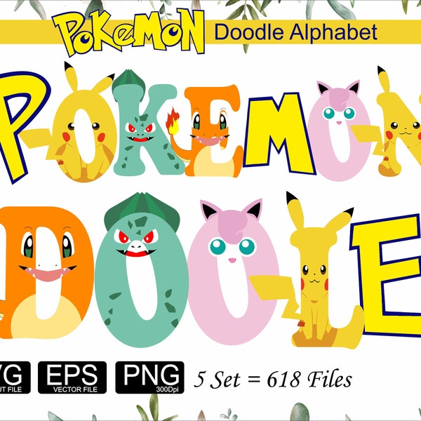 Pikachu alfabeto svg - Etsy México