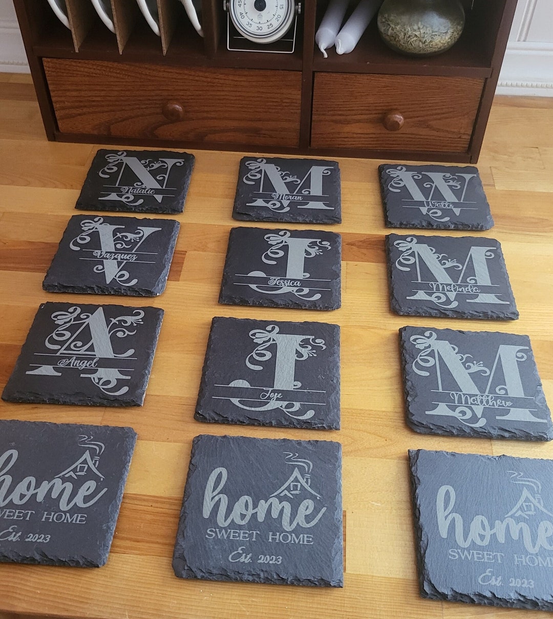 Set of 4 Slate Custom Coasters - Etsy