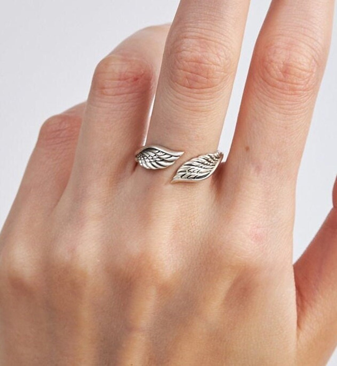 Angel Wings Ring Silver Angel Ring for Wife Aesthetic Jewelry - Etsy