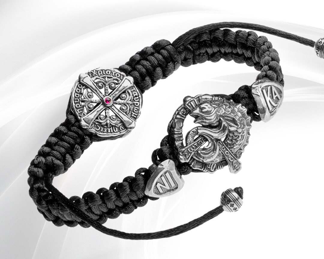 Christian Orthodox Bracelet Black Silk Cord Braided Bracelet Men ...