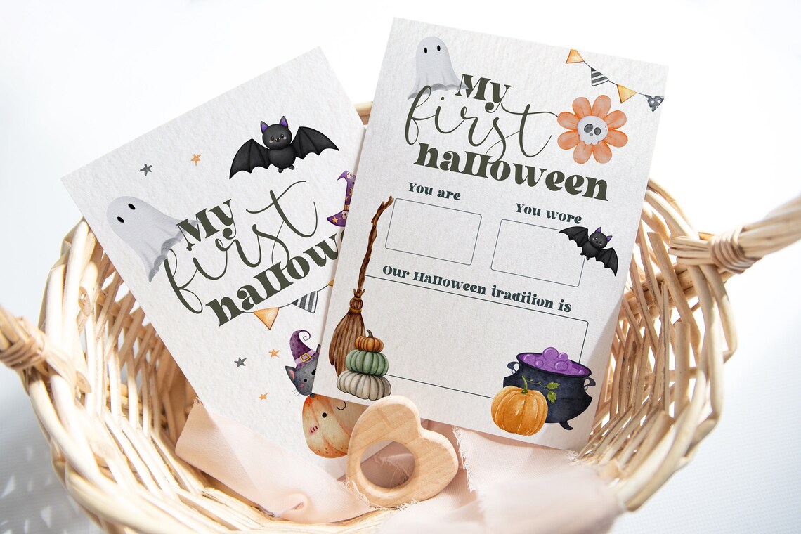 My First Halloween Printable Card, My First Halloween Keepsake, Babies ...