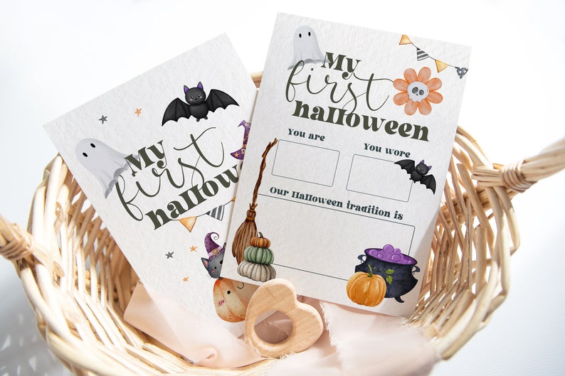 My First Halloween Printable Card, My First Halloween Keepsake, Babies ...