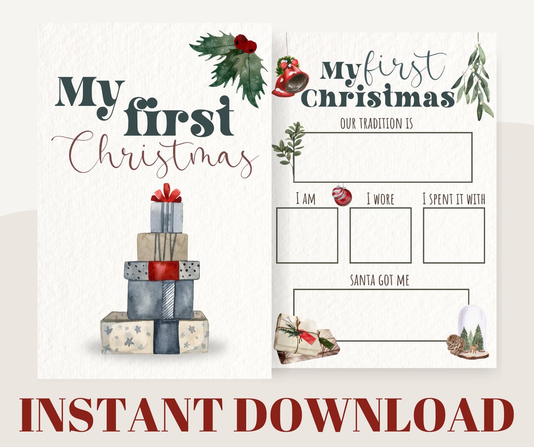 My First Christmas Printable Card Keepsake - Babies First Christmas ...