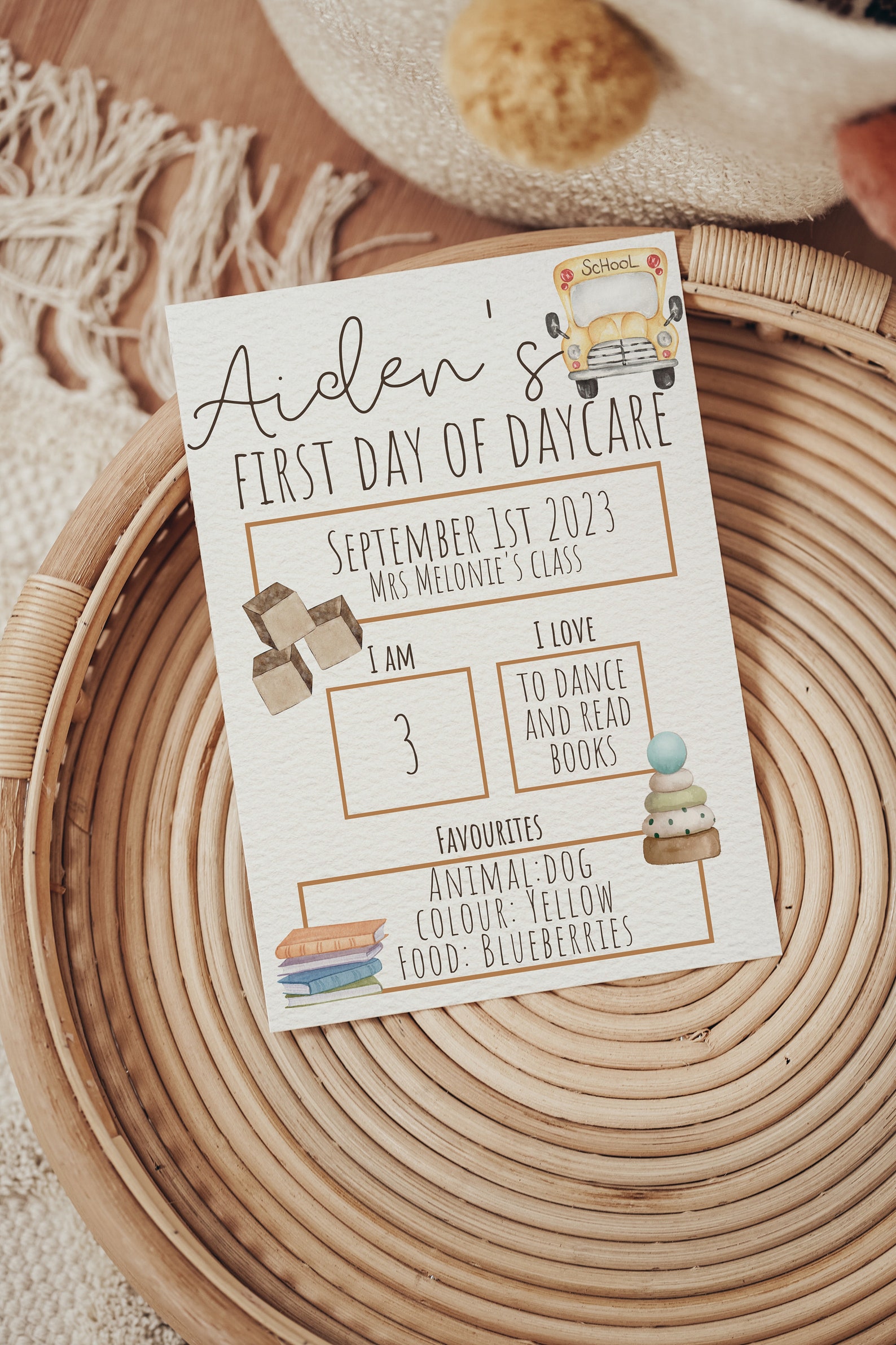 Custom Printable First Day of School Sign, First Day of Daycare, First ...