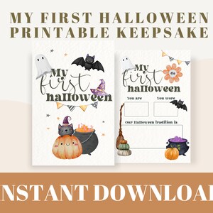 My First Halloween Printable Card, My First Halloween Keepsake, Babies ...