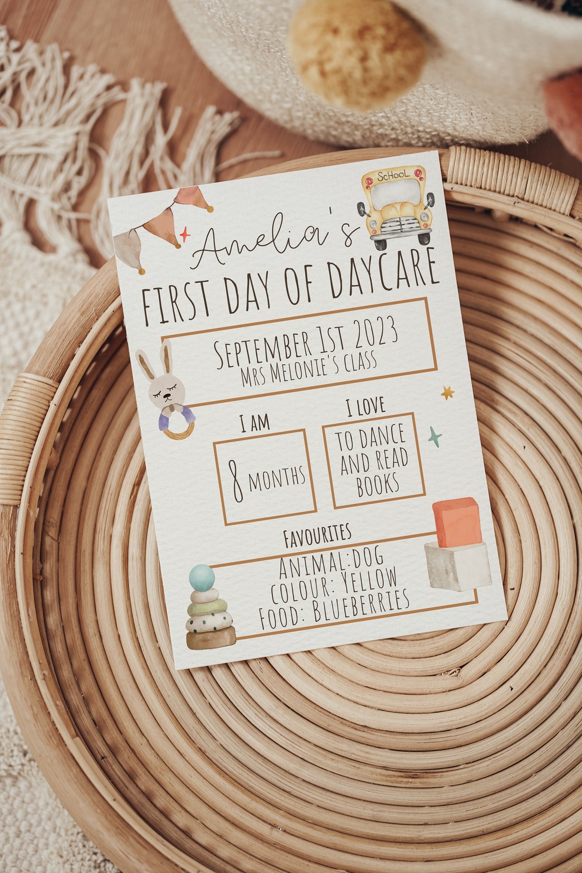 First Day at Daycare Printable Sign! Custom First Day at School Sign - Etsy