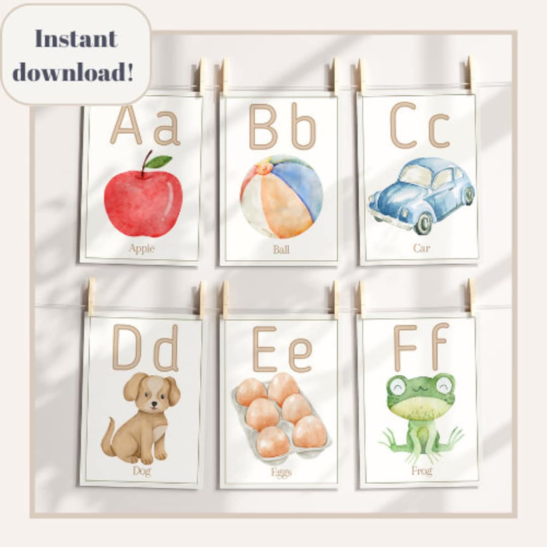 Montessori Flash Cards. Printable Flash Cards, Print at Home Alphabet ...