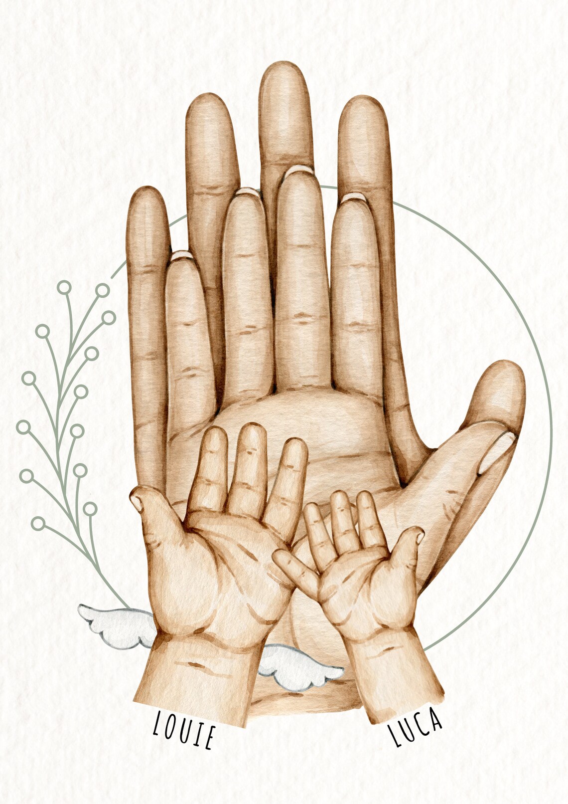 Personalised Family Portrait With Angel Baby Digital Art Angel Baby ...