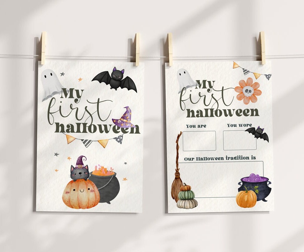 My First Halloween Printable Card, My First Halloween Keepsake, Babies ...