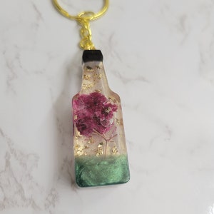 Mini Bottle Keychain, Resin Keychain, Flower Gifts - Etsy