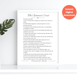 The Optimist Creed Promise Yourself by Christian D. Larson ...