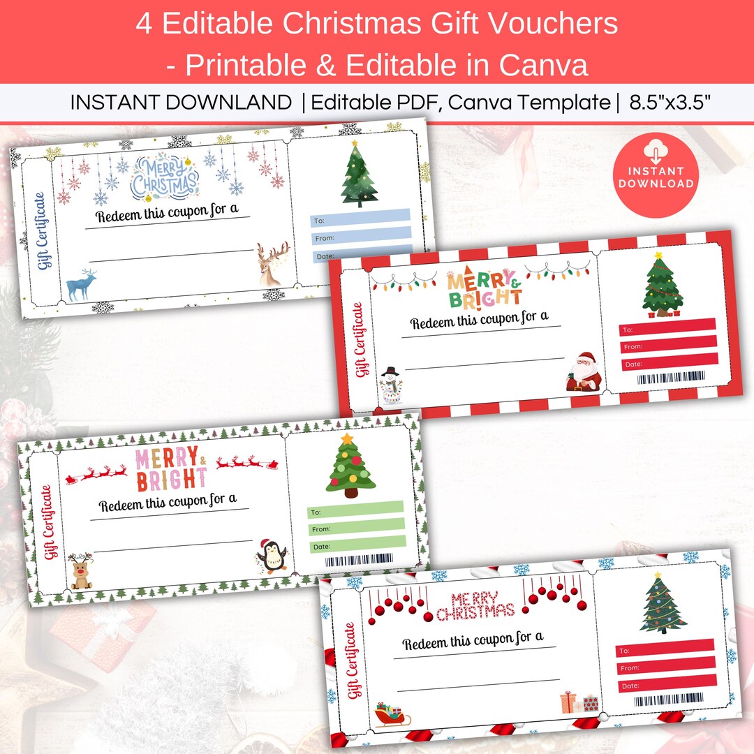 Printable Christmas Coupon, Editable DIY Custom Coupon Book, Merry ...