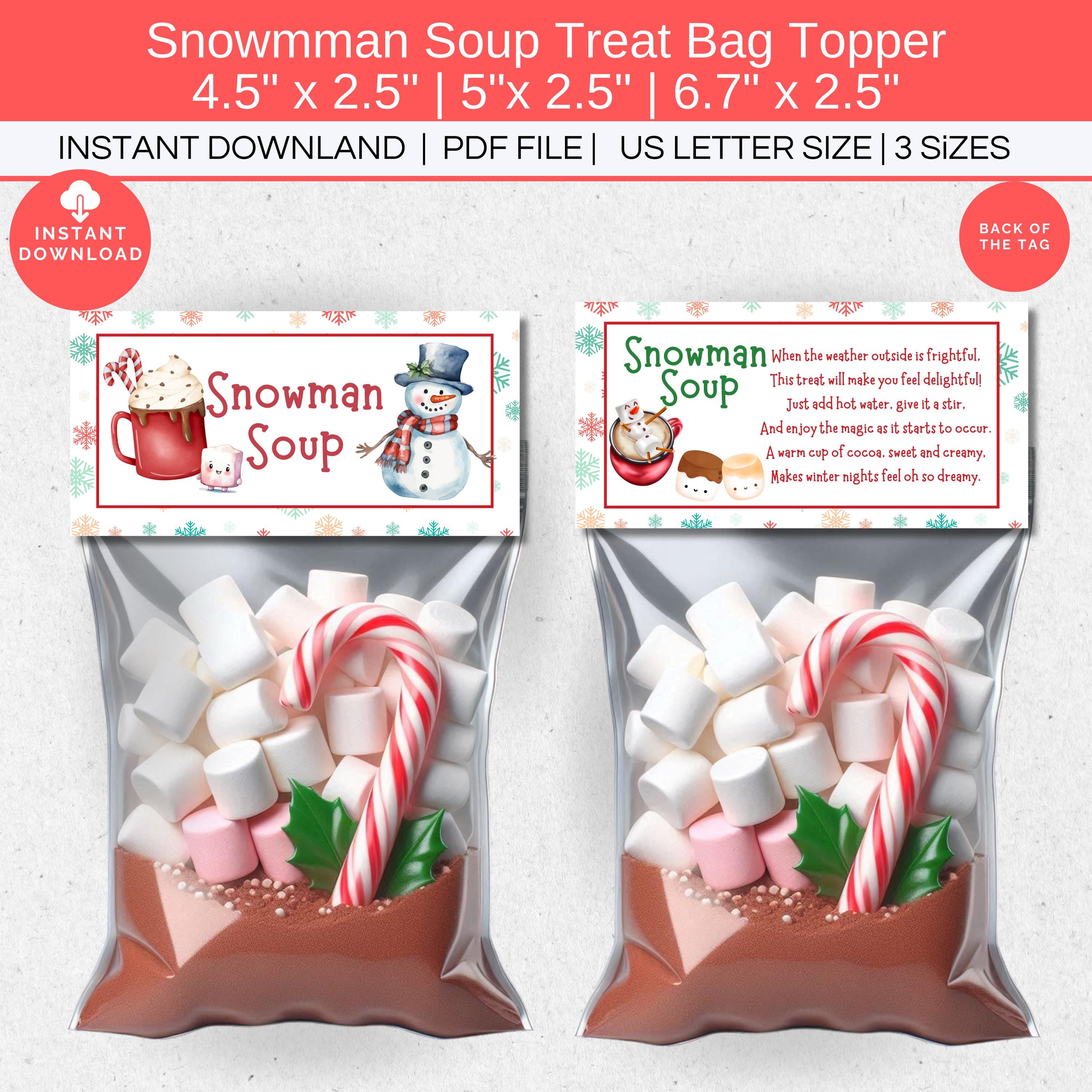 Snowman Soup Treat Bag Topper Printable, Snowman Soup Label, Winter ...