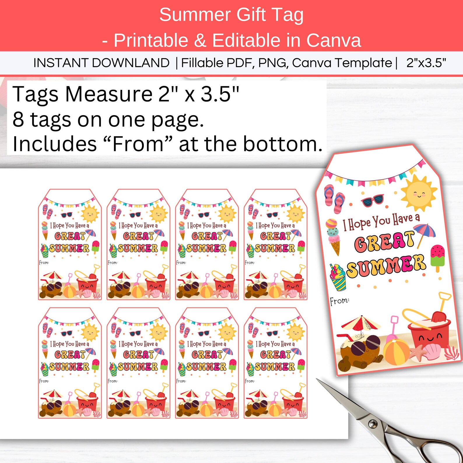 Hope You Have Great Summer Tag Editable, Printable End of School Year ...