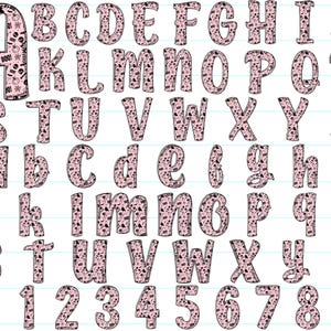 Pink Halloween Doodle Font Alphabet Clipart Bundle, 8 Full Sets Alpha ...