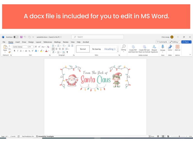 Printable Editable Letter From Santa Stationery Digital - Etsy