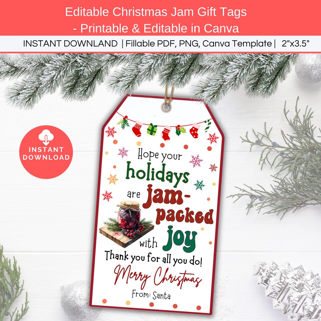 Homemade Jam Gift Basket Tag Printable, Editable Christmas Thank You ...