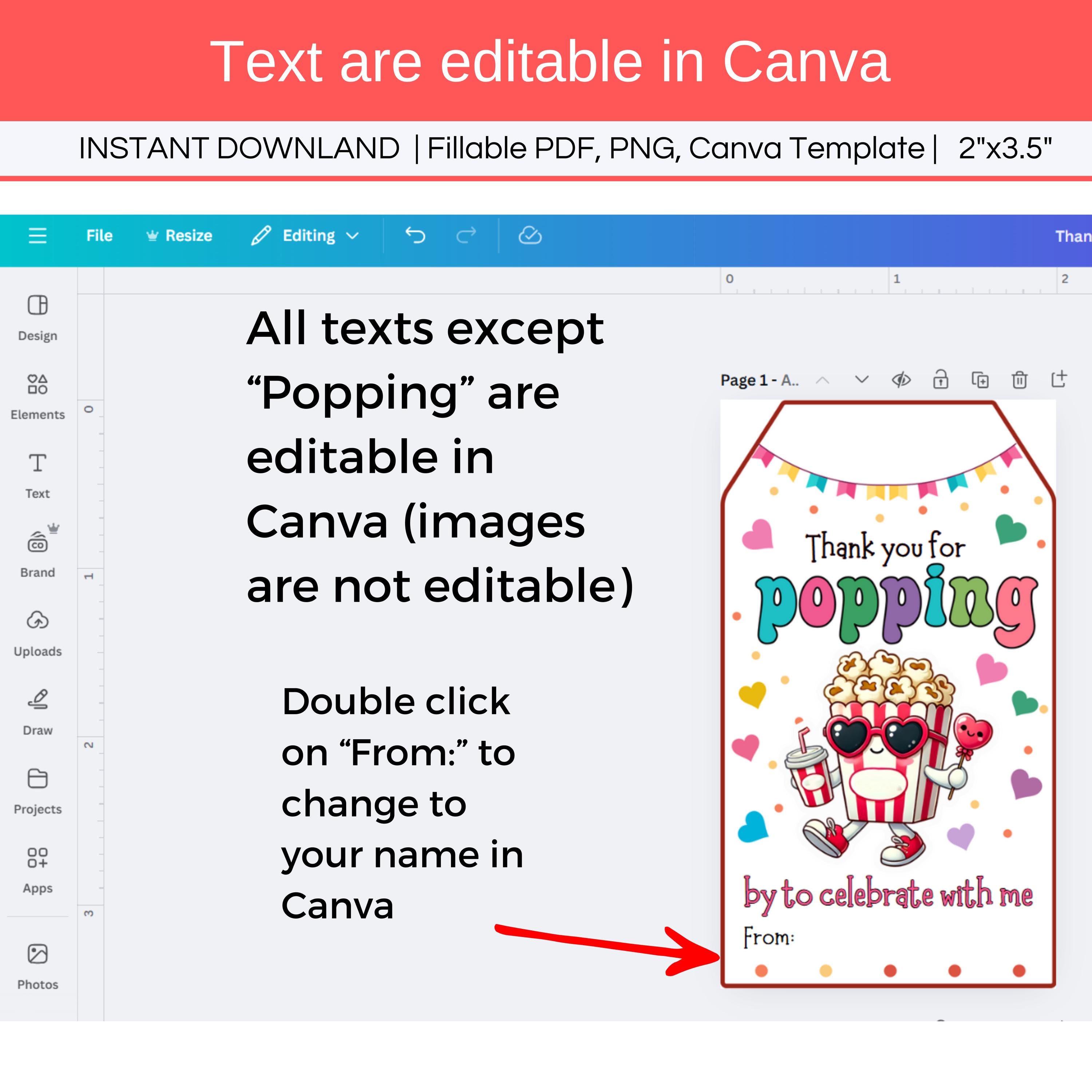 Thank You for Popping by Housewarming Party Favor Tag, Editable Kids ...