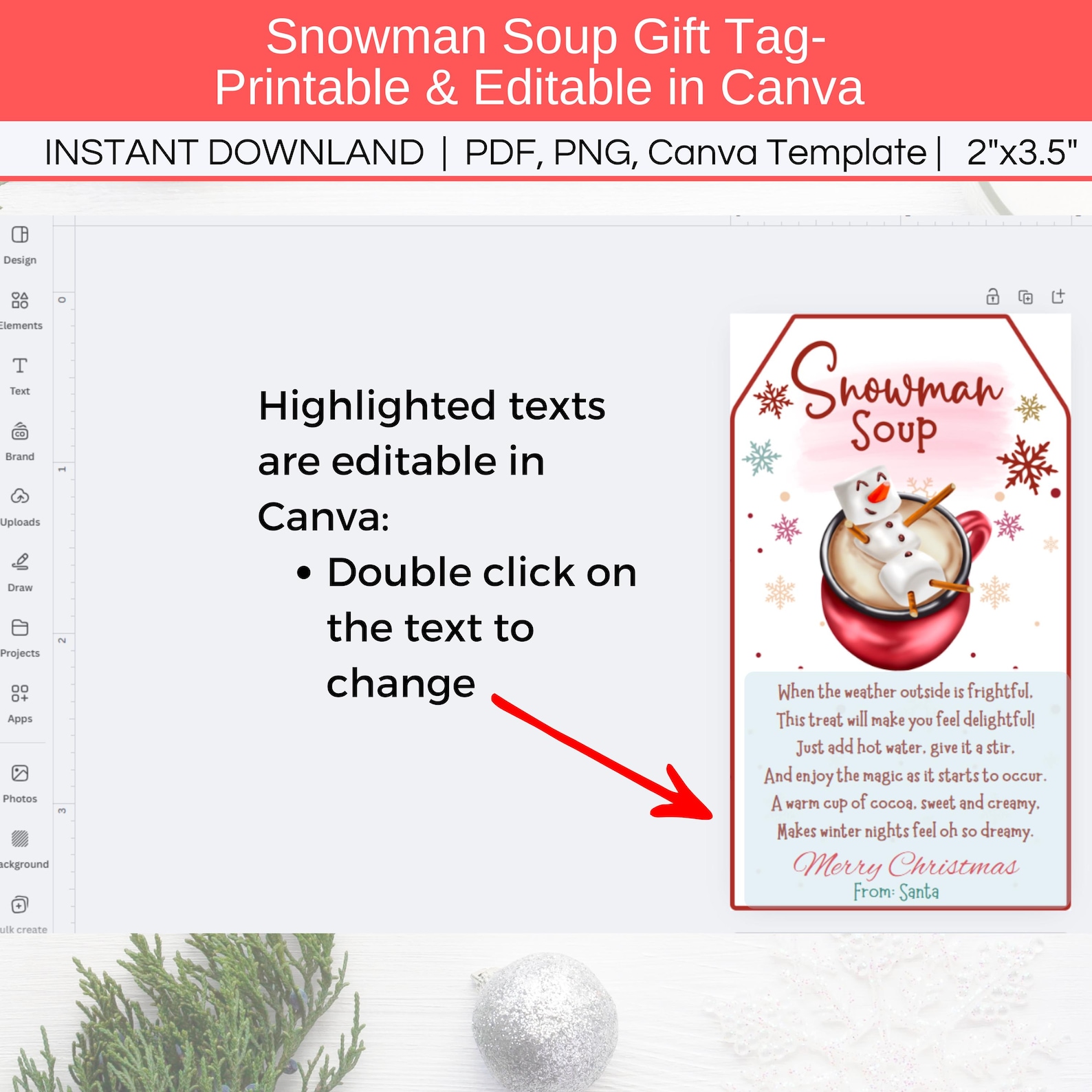 Snowman Soup Tag Printable, Snowman Soup Labels, Christmas Snowman ...