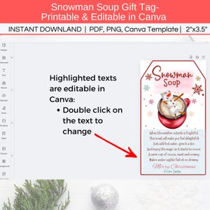 Snowman Soup Tag Printable, Snowman Soup Labels, Christmas Snowman ...
