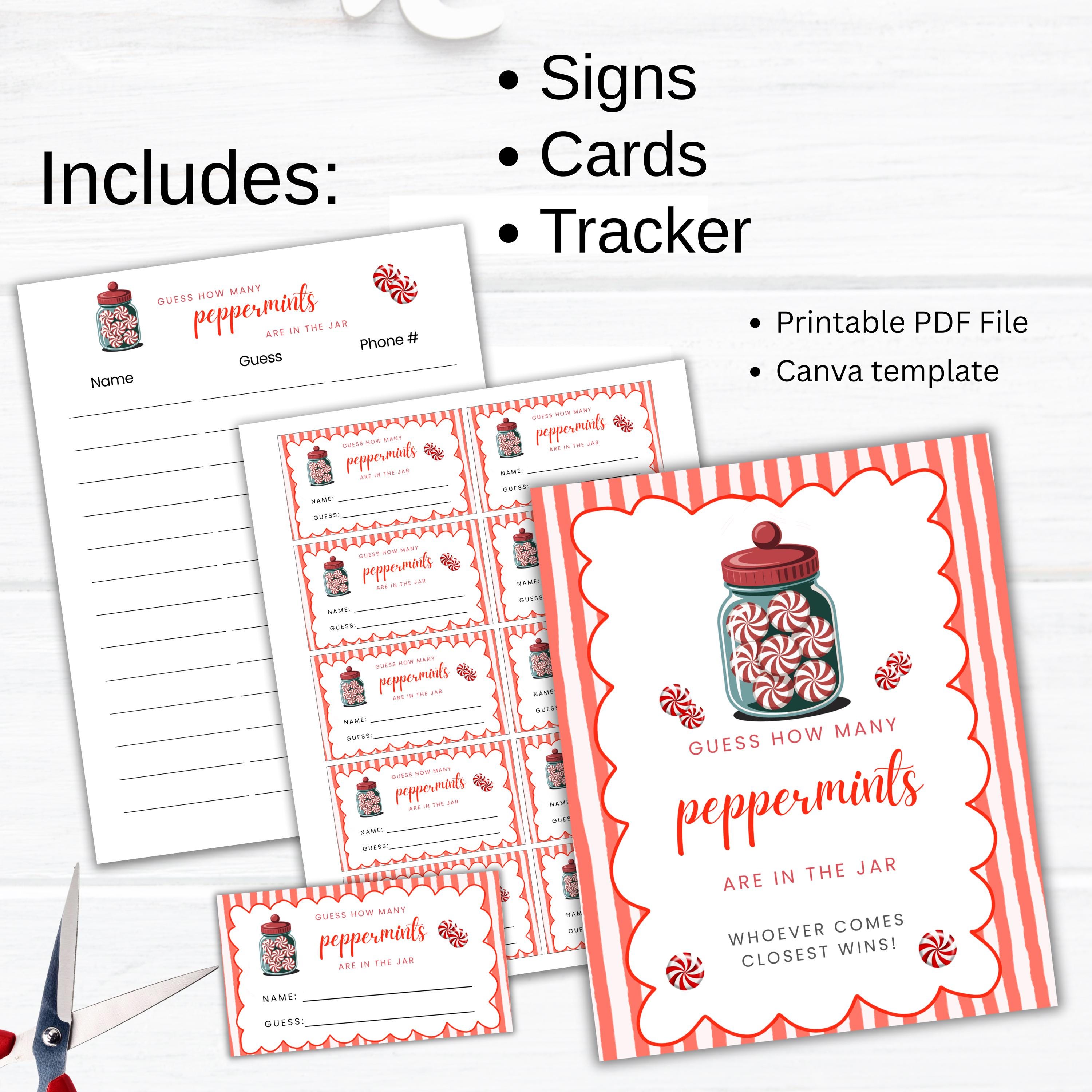 Guess How Many Peppermints in the Jar, Holiday Candy Guessing Game ...