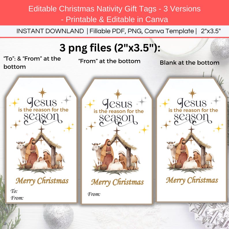 Jesus is the Reason for the Season Printable Gift Tag, Christmas ...