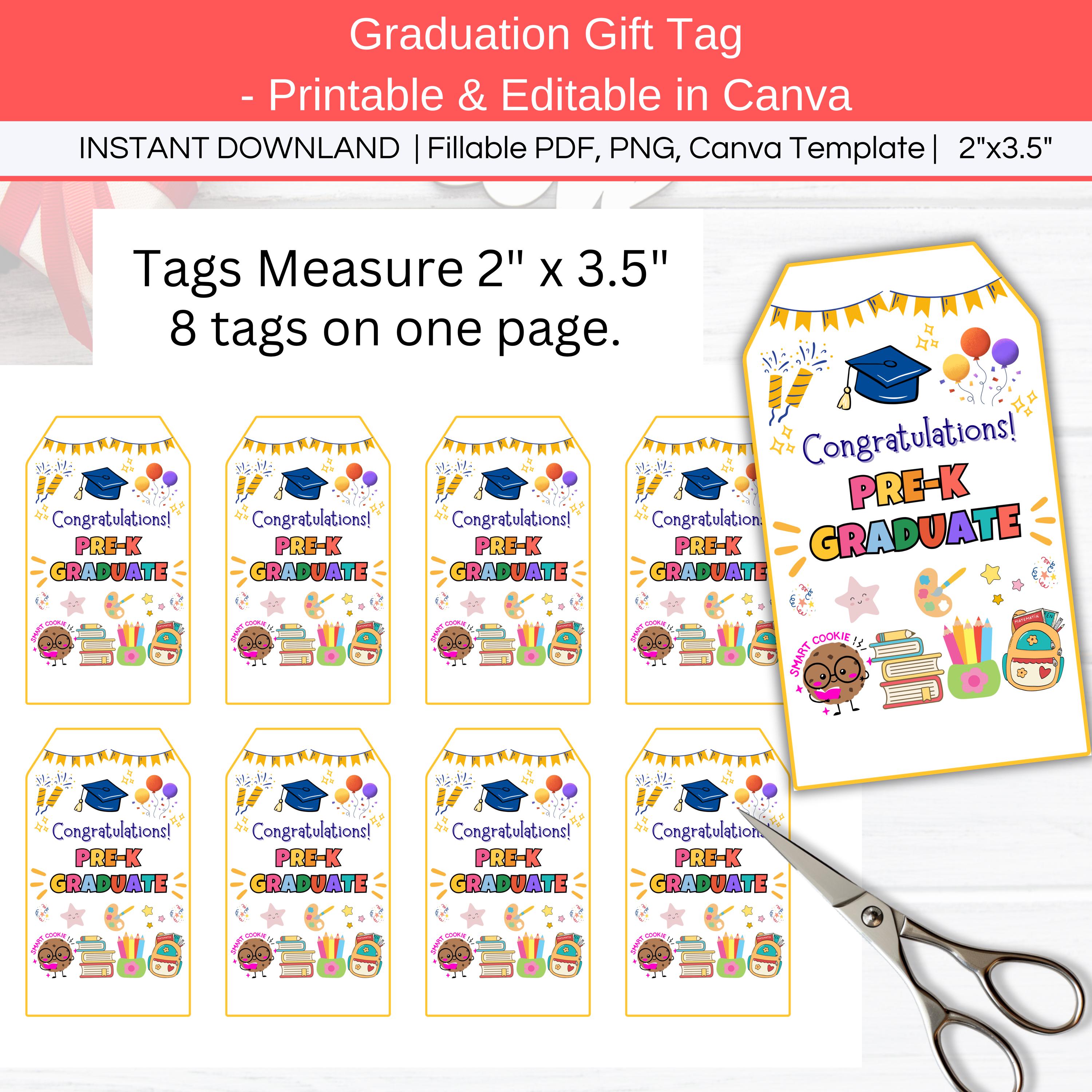 End of Year Gift Tags for Pre-k Graduation Printable, Editable ...