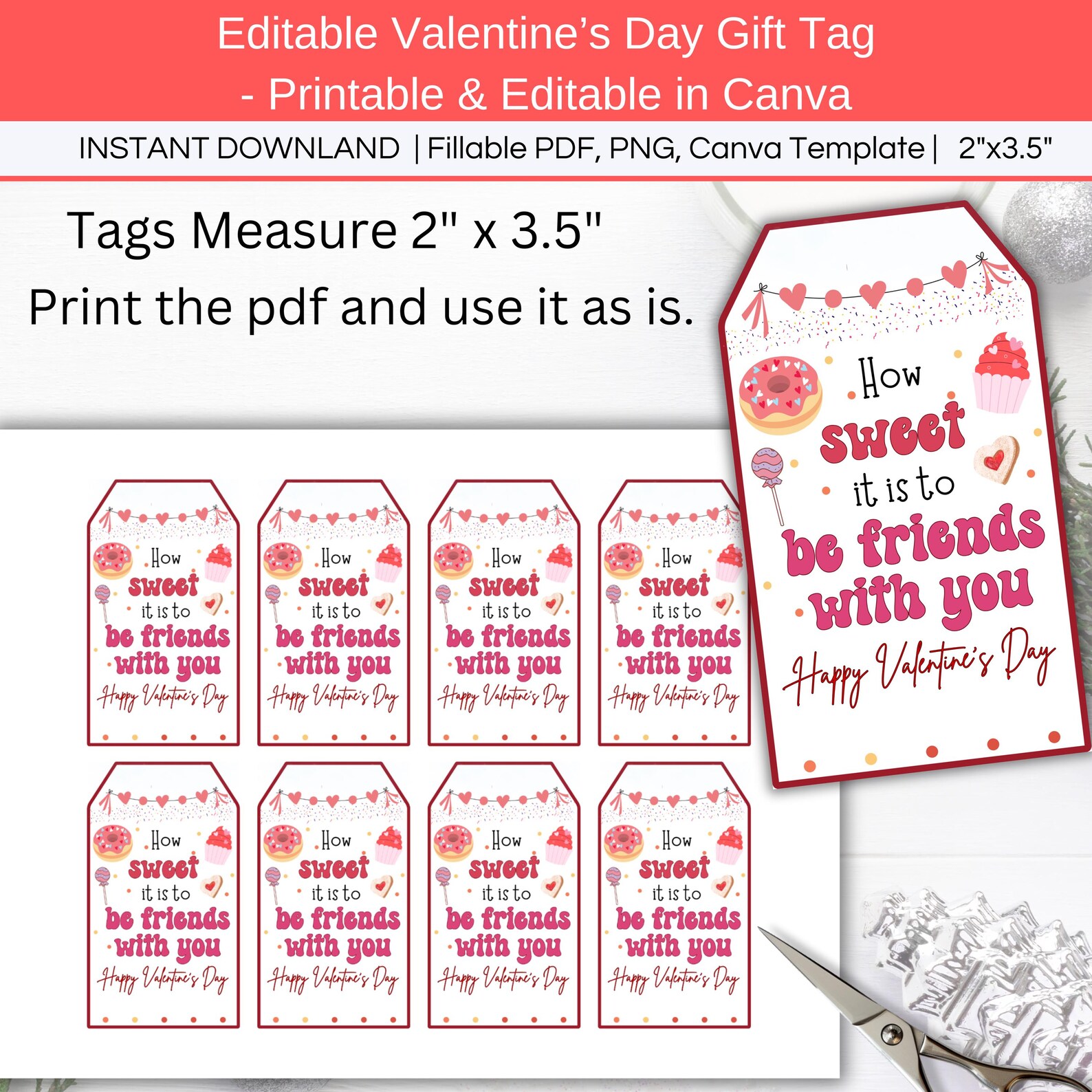 How Sweet It is to Be Friends With You Printable Valentine Gift Tags ...