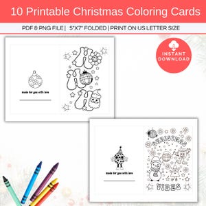 Christmas Coloring Cards for Kids Printable, 10 Christmas Homemade ...