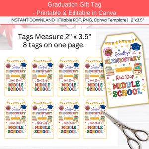 Next Stop Middle School Tag, 5th 6th Grade Graduation Gift Tag, Last ...