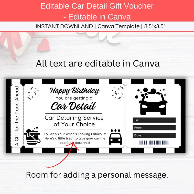 Car Detail Gift Voucher, Editable Car Detailing Gift Certificate ...