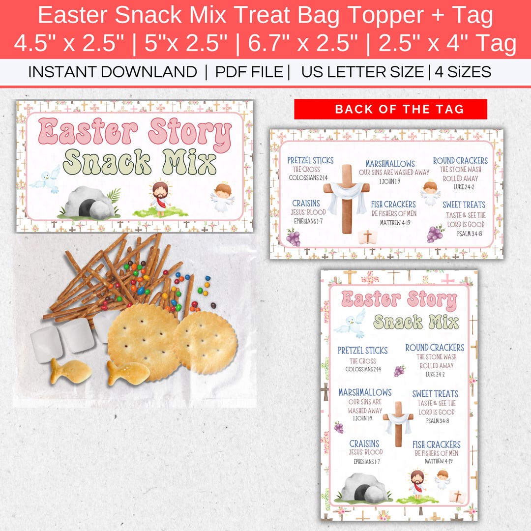 Easter Story Snack Mix Tag Treat Bag Topper Printable, Holy Week Kids ...