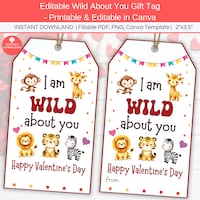 Valentine Gift Tags, Printable Valentine Gift Tags, I’M Wild About You ...