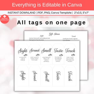 5 Senses Gift Tags Printable, Five Senses Gift Bag Labels, 5 Senses ...