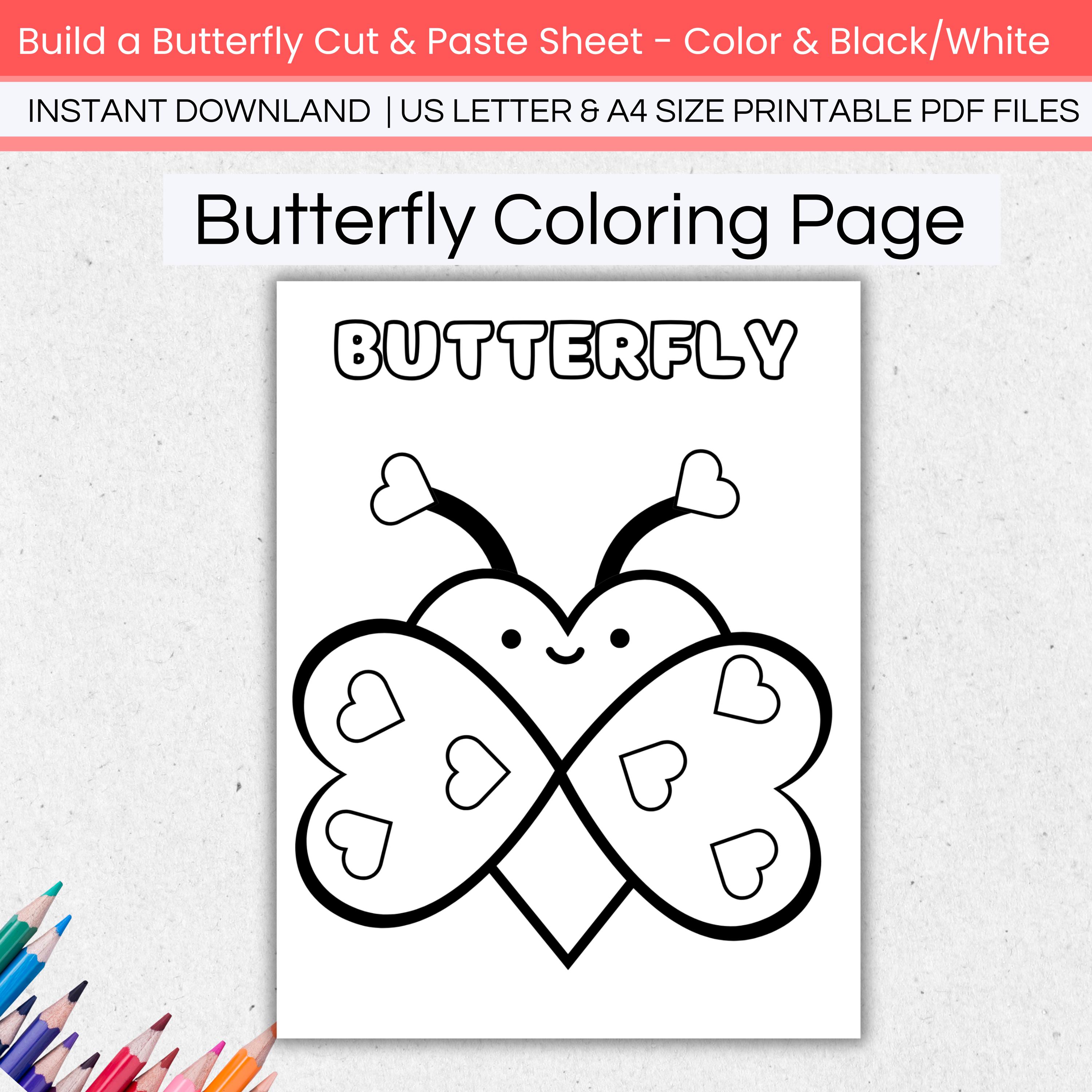 Build a Butterfly Cut and Paste Valentines Day Craft Printable, Kid ...