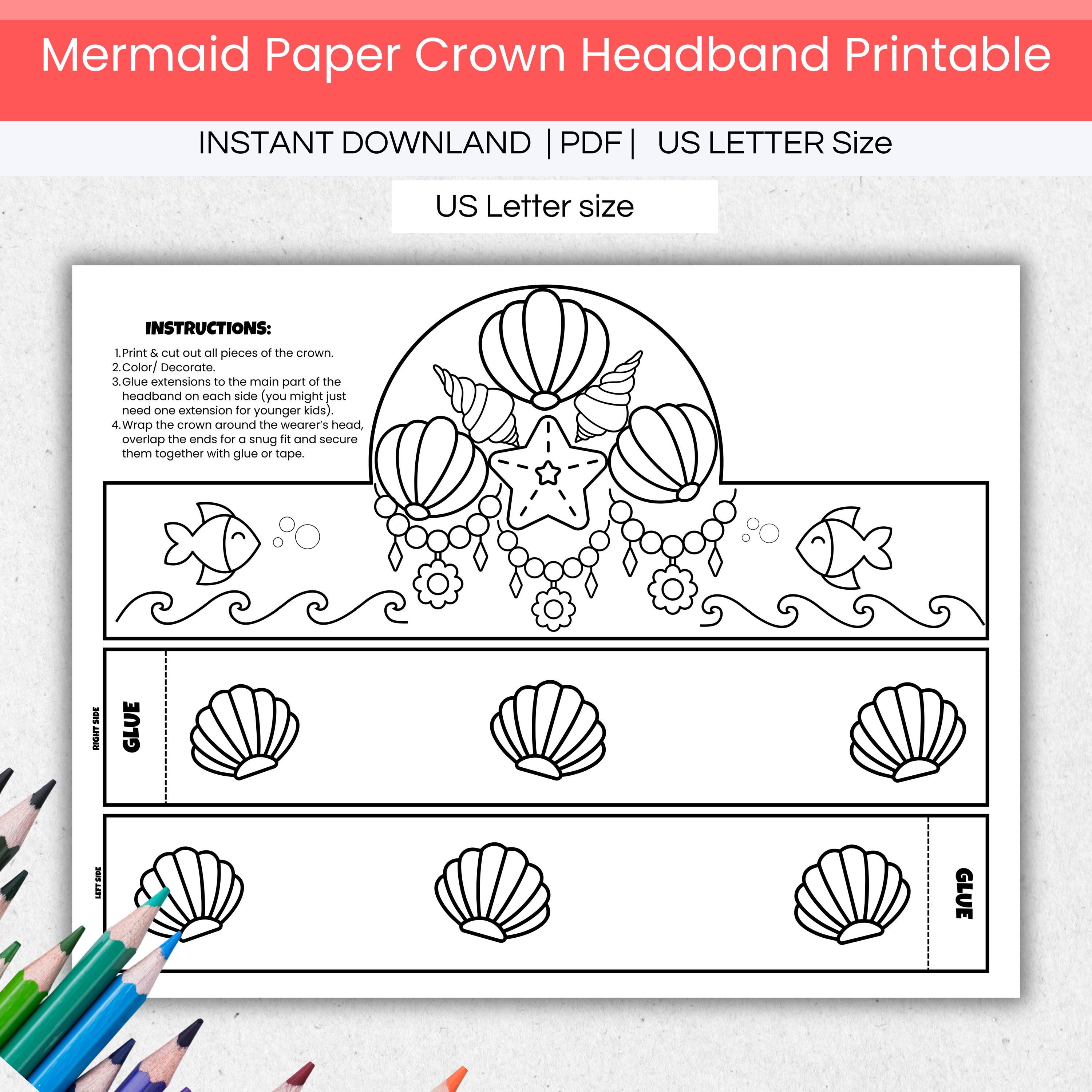 Mermaid Paper Crown Printable, Kid Under the Sea Ocean Princess ...