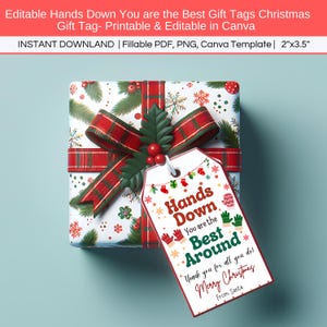 Hands Down You're the Best Tag, Editable Christmas Thank You Gift Tag ...