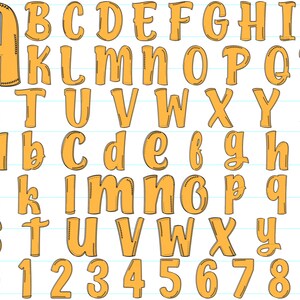 Halloween Doodle Font Alphabet Clipart Bundle, 8 Full Sets Alpha ...