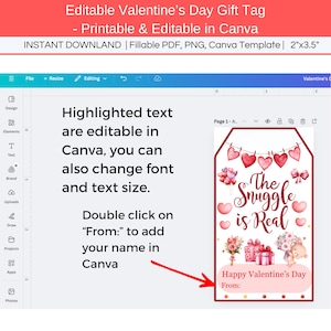 The Snuggle is Real Valentine's Day Gift Tag Printable, Editable Socks ...