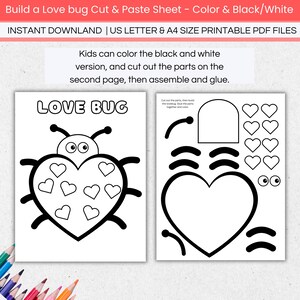 Build a Love Bug Cut and Paste Valentine's Day Craft Printable, Kid ...