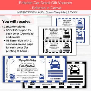 Car Detail Gift Voucher, Editable Car Detailing Gift Certificate ...