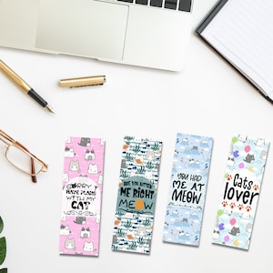 12 Printable Bookmarks Cats Theme With Funny Cat Quotes, Printable ...