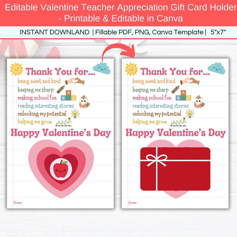 Teacher Valentine Card - Etsy