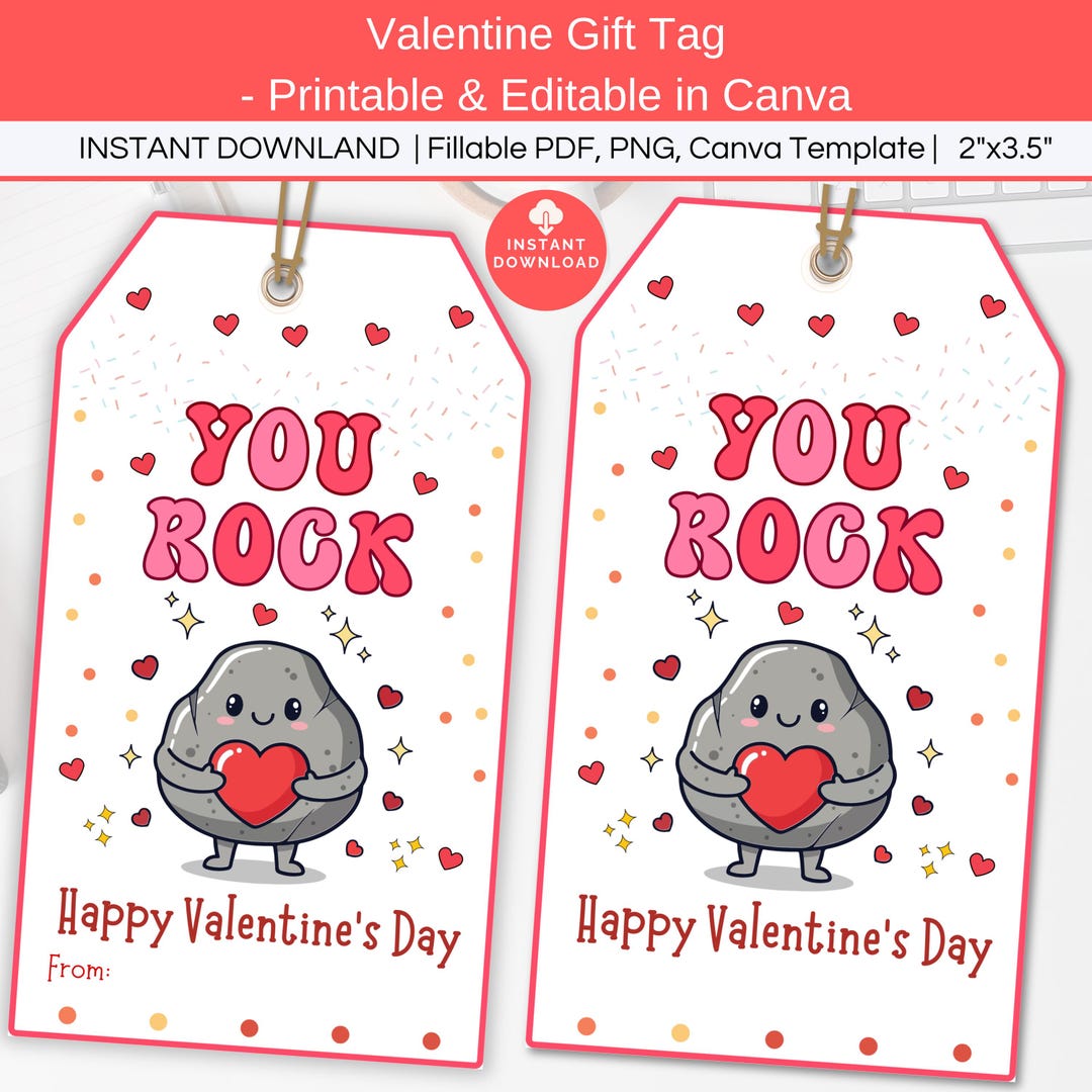 You Rock Tag Printable, Candy Pop Preschool Classroom Valentine Gift ...