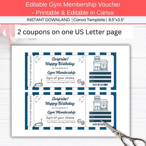 Gym Membership Gift Voucher Template, Surprise Birthday Fitness ...