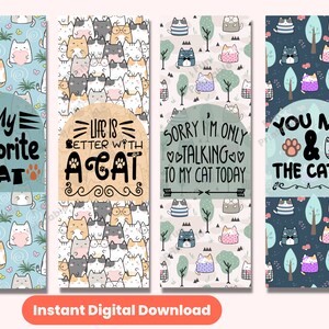 12 Printable Bookmarks Cats Theme With Funny Cat Quotes, Printable ...
