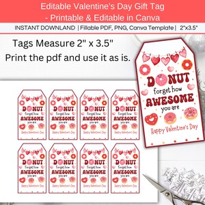 Donut Forget How Awesome You Are Printable Valentine Gift Tags ...