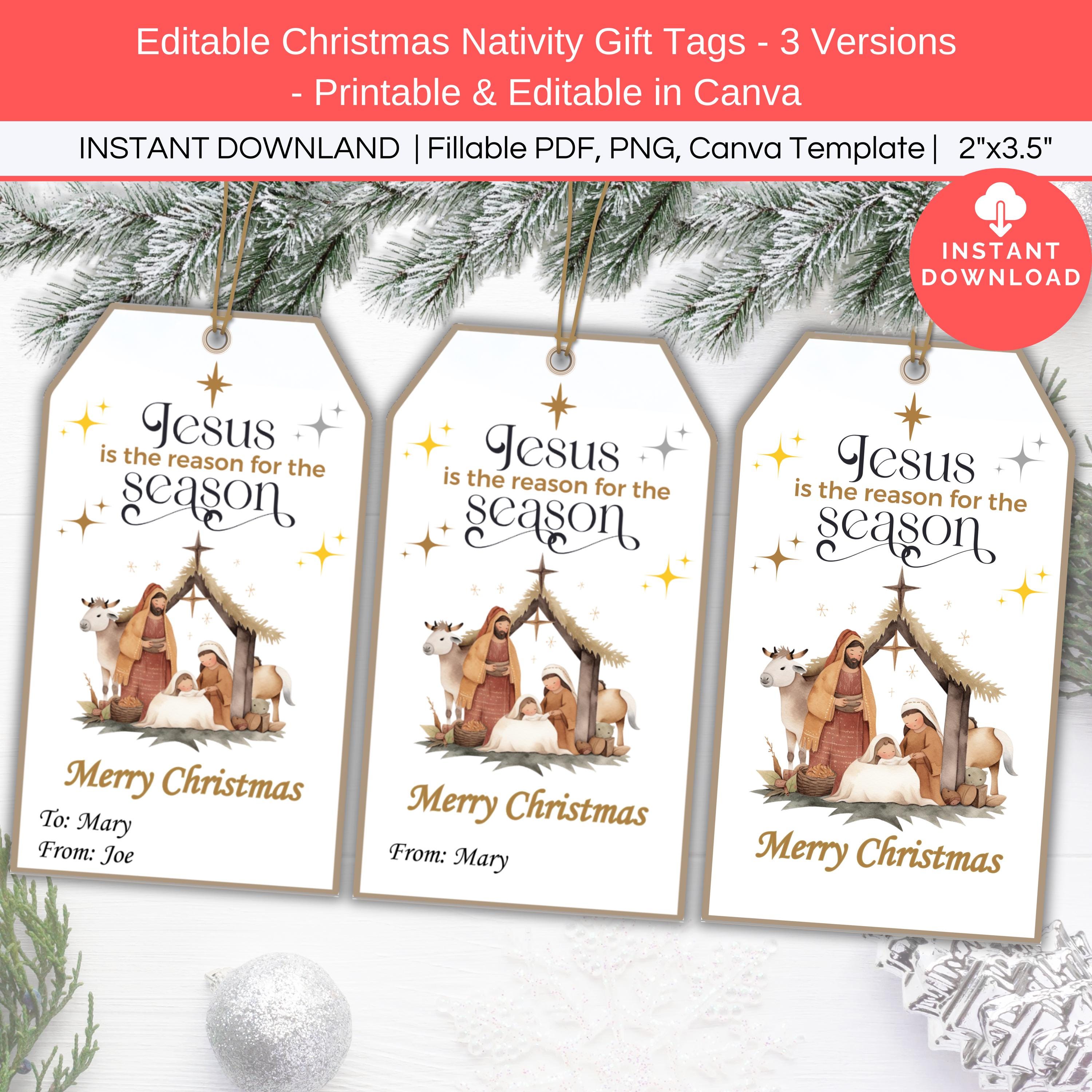 Jesus is the Reason for the Season Printable Gift Tag, Christmas ...