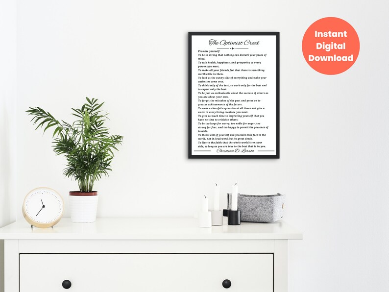 The Optimist Creed Promise Yourself by Christian D. Larson ...