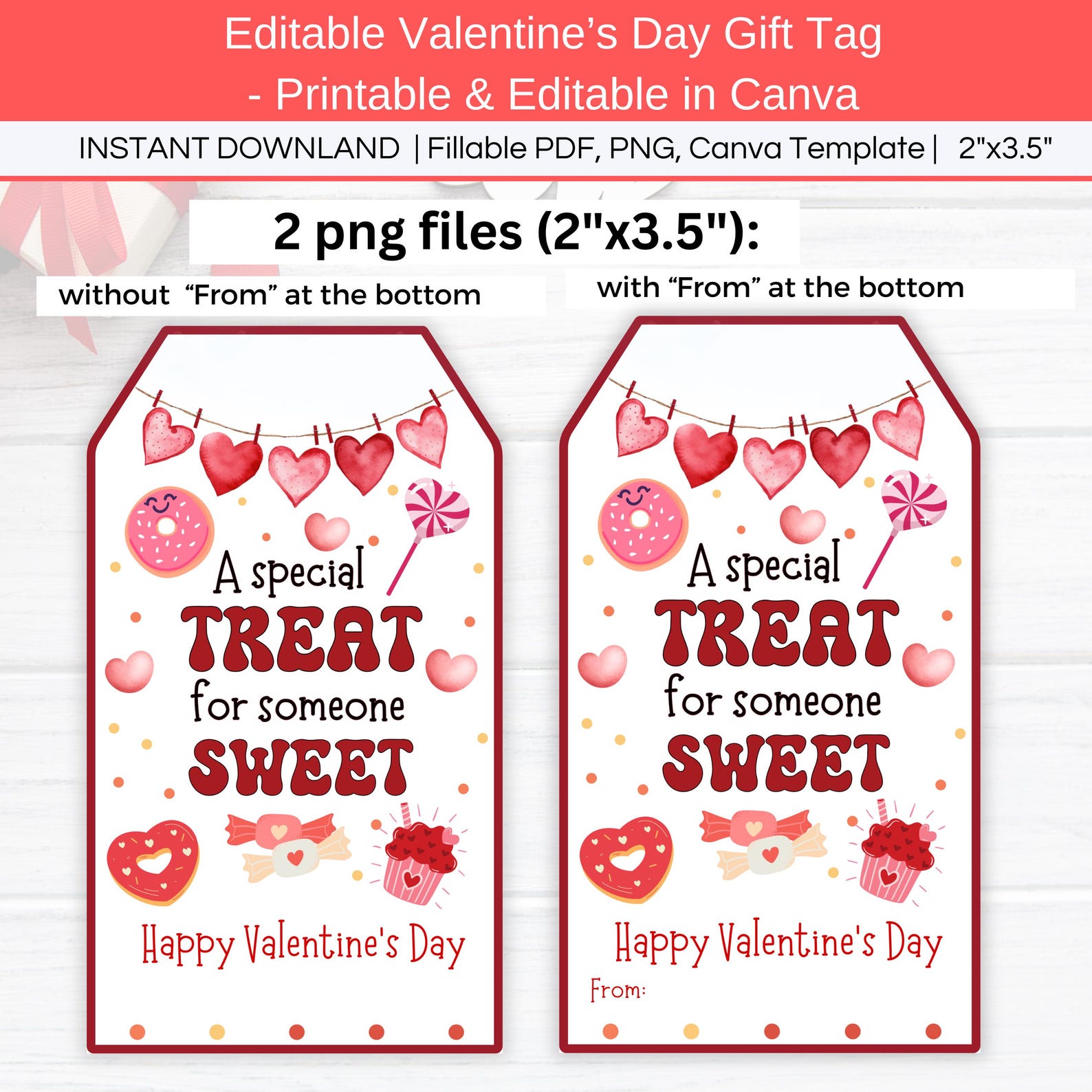 Printable Special Treat for Someone Sweet Editable Valentine Gift Tag ...